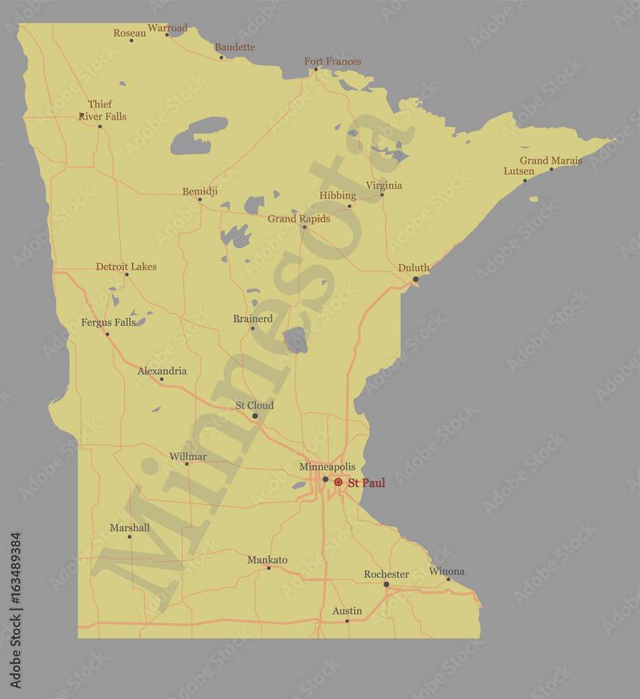 Minnesota vector State Map with Community Assistance and Activates ...