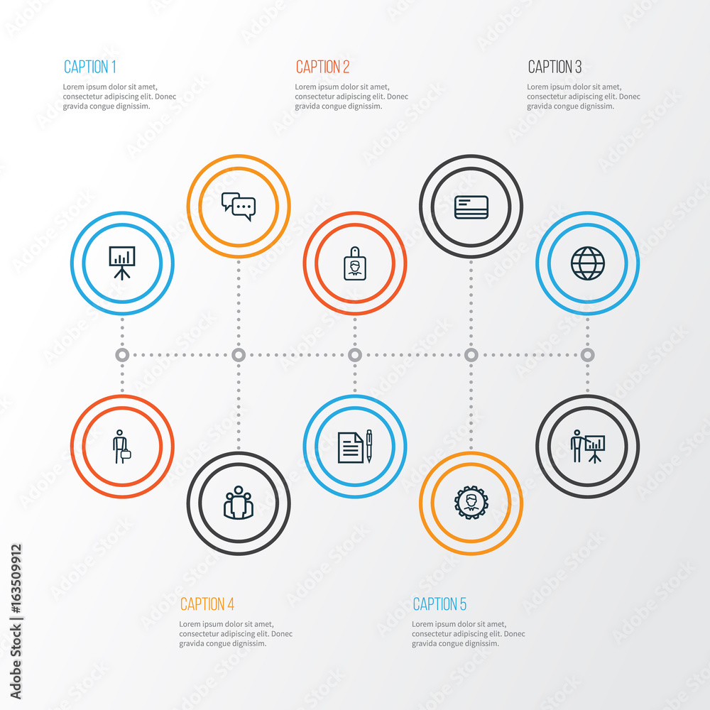 Trade Outline Icons Set. Collection Of Global, Whiteboard, Conversation ...