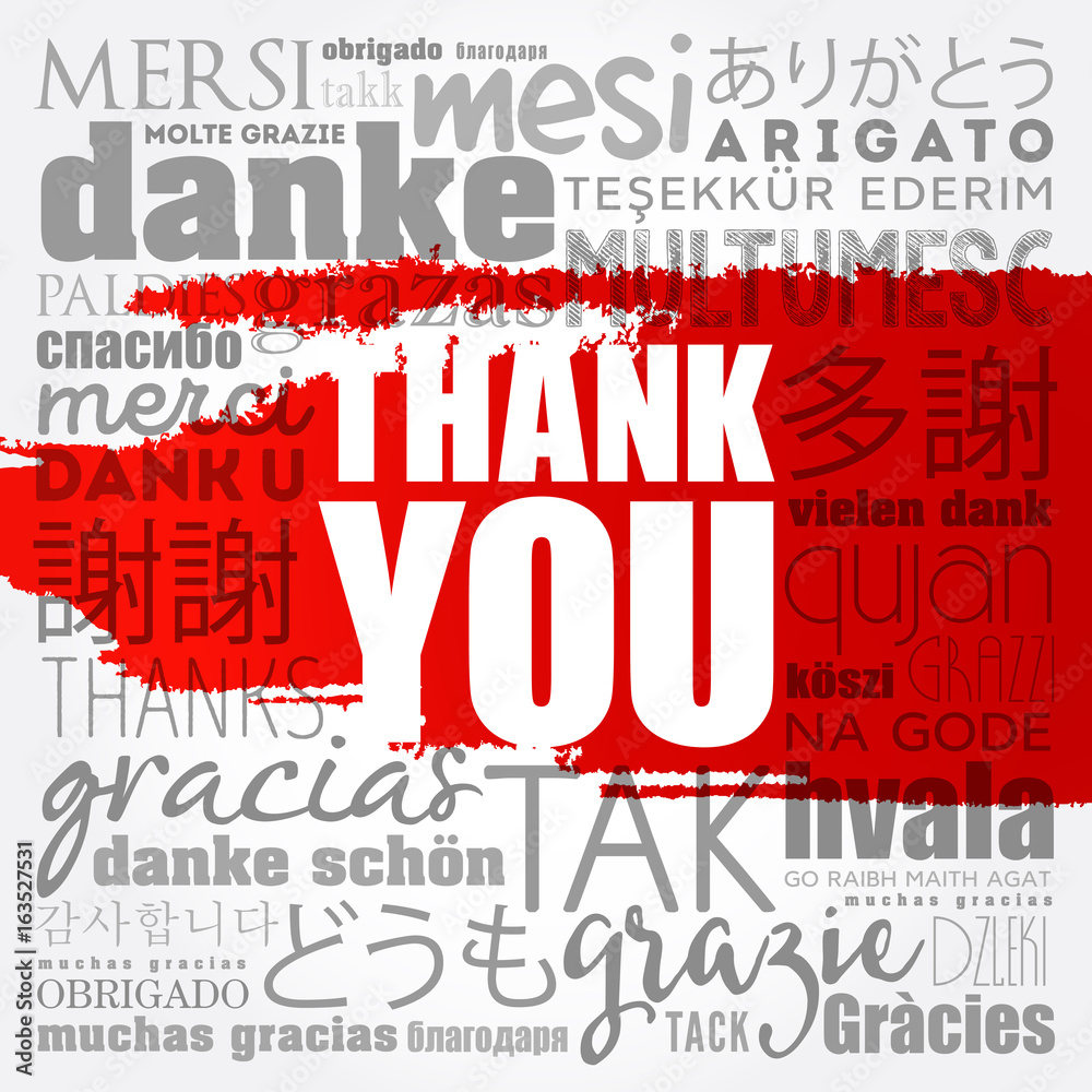 Thank You word cloud in different languages, concept background Stock ...