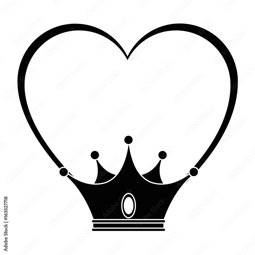 heart with crown icon over white background vector illustration Stock ...