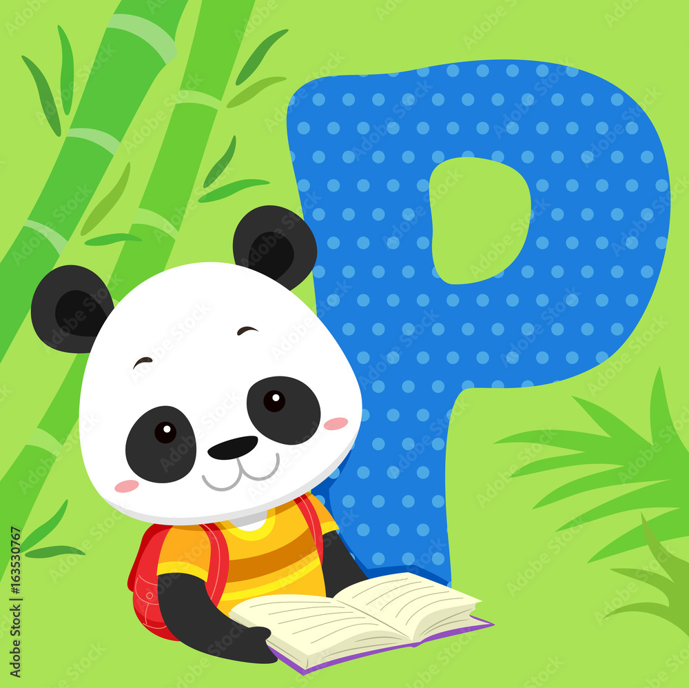 Alphabet Tile Panda Read Stock Vector | Adobe Stock