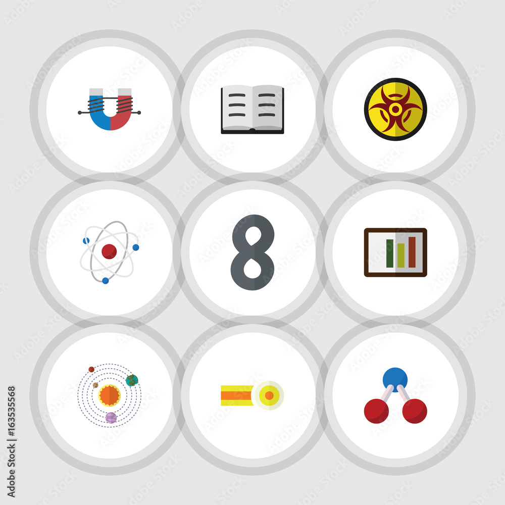 Flat Icon Science Set Of Lecture, Orbit, Attractive Force And Other ...