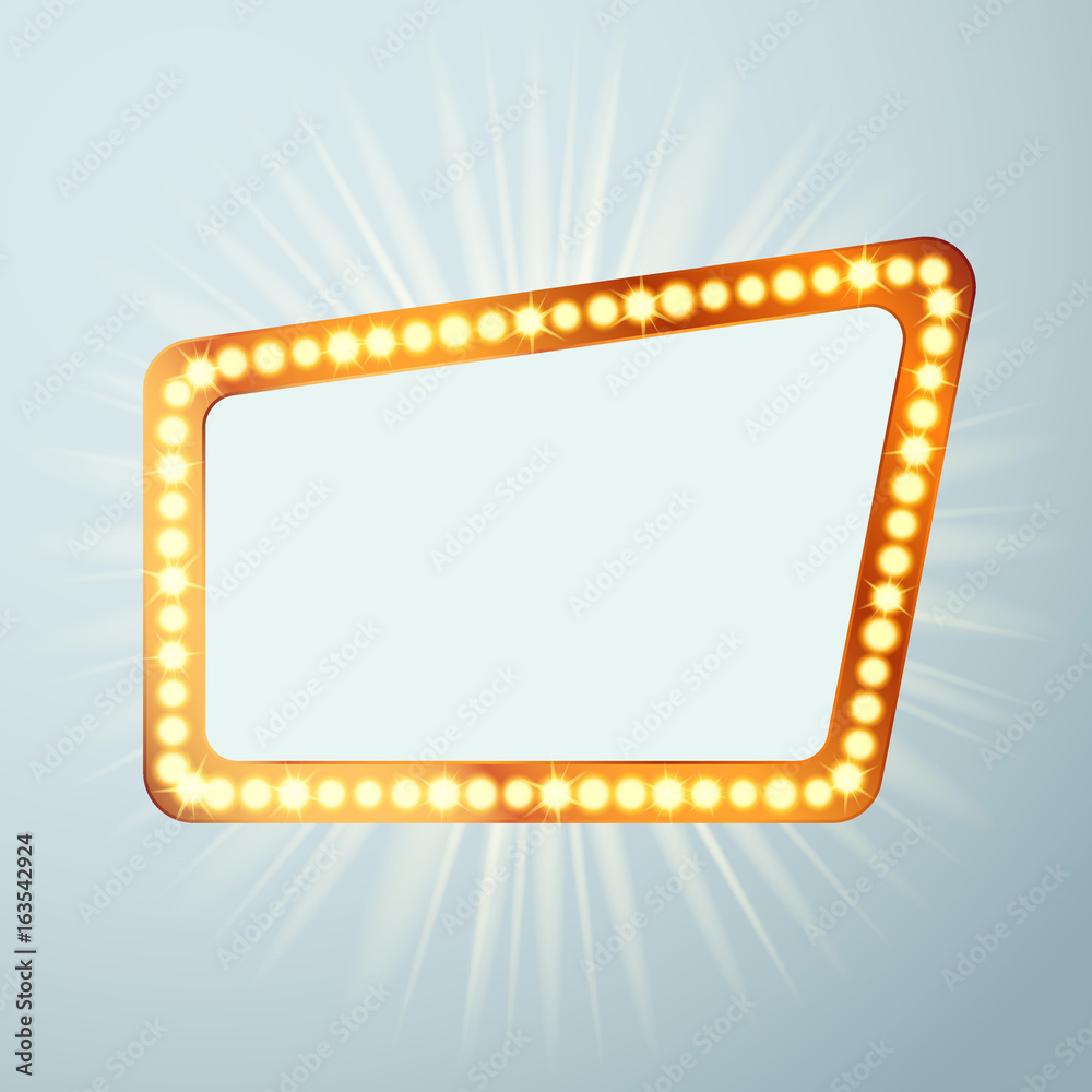 Night retro cinema circus announcement light show sign. Bright ...