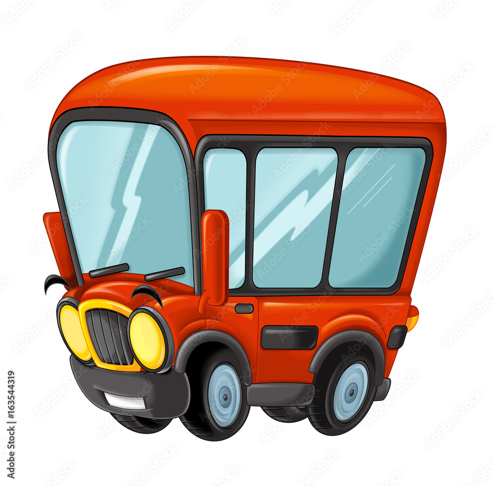 Cartoon funny looking cartoon bus - illustration for children Stock ...