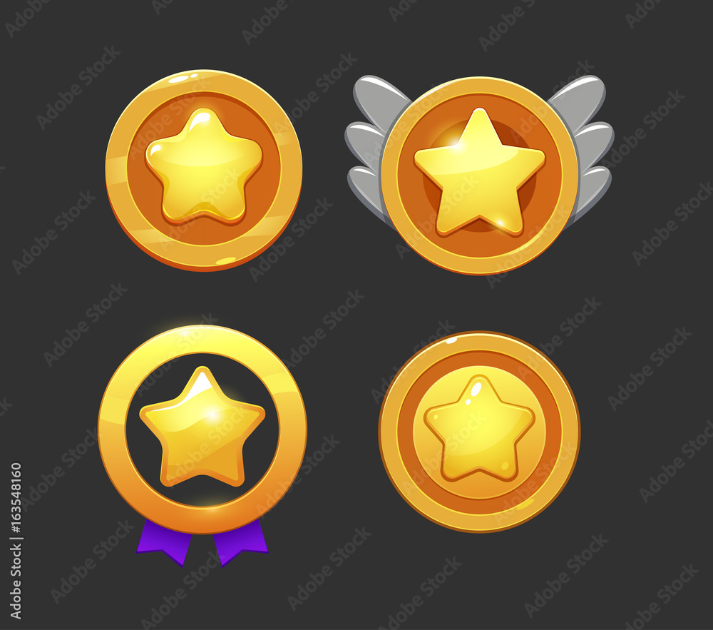 Vector star icons set. Collection icon design for game, ui, banner ...