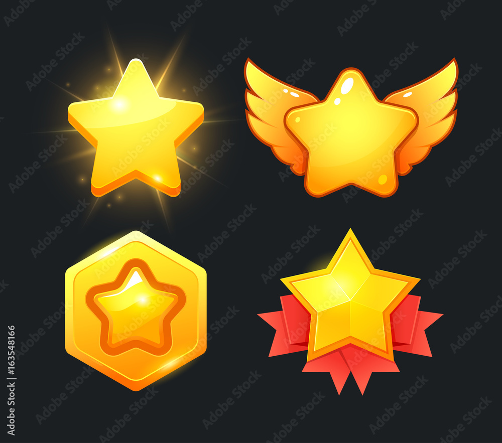 Vector star icons set. Collection icon design for game, ui, banner ...