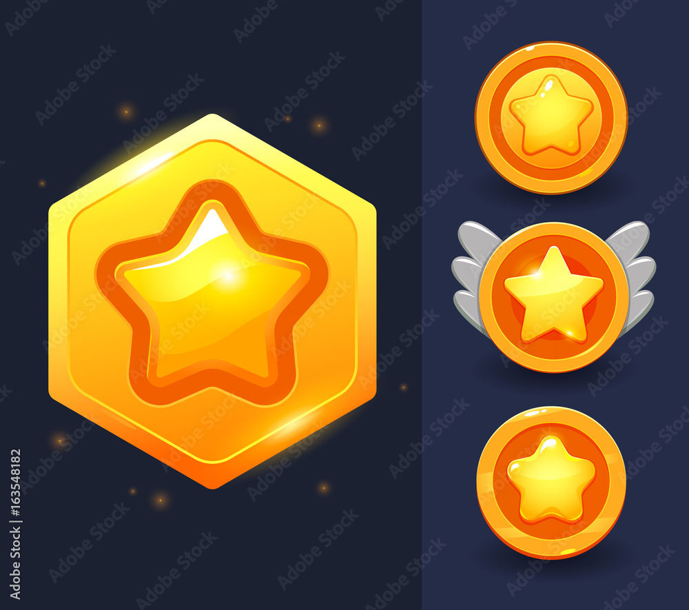 Vector star icons set. Collection icon design for game, ui, banner ...