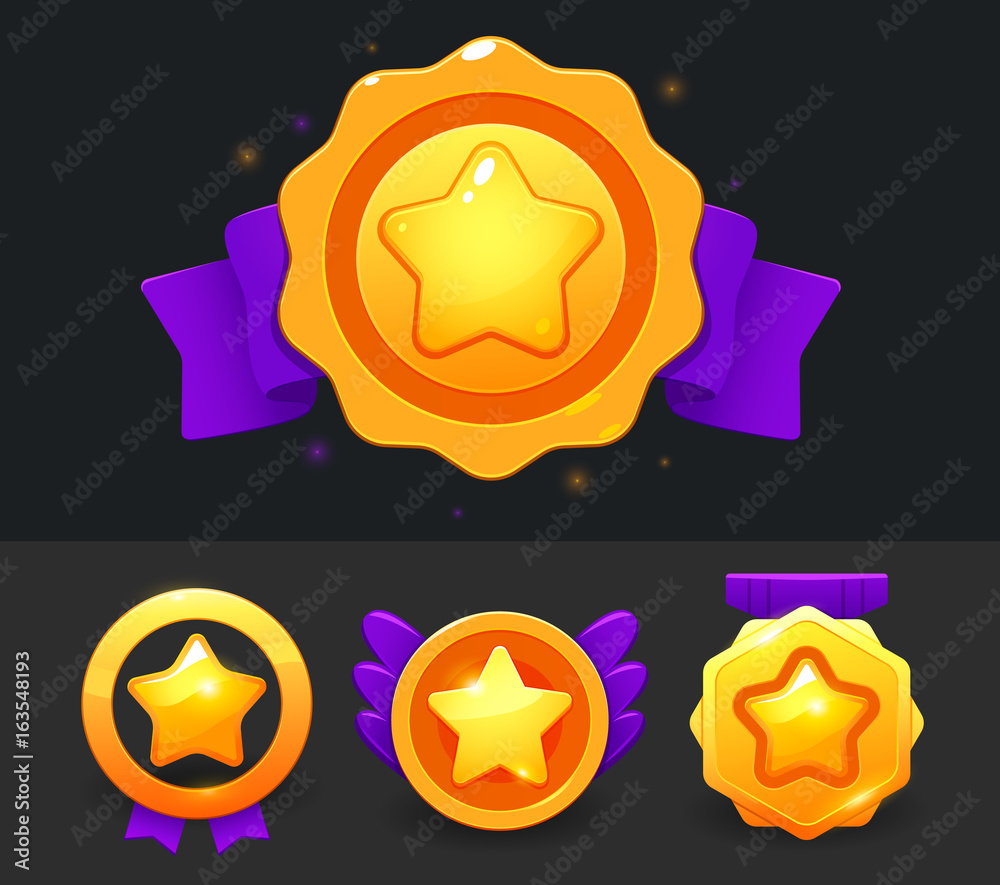 Vetor de Vector star icons set. Collection icon design for game, ui ...