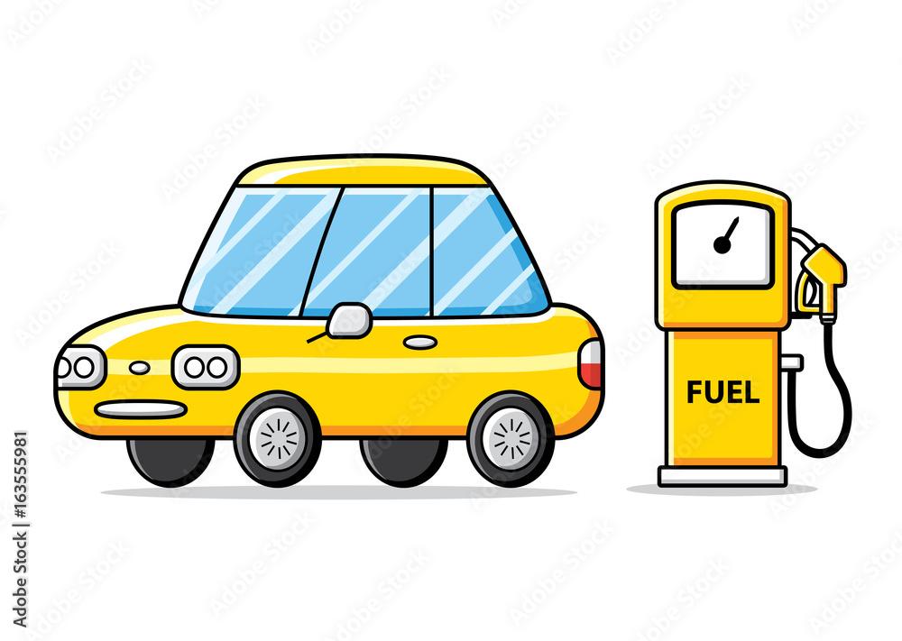 Car and gas fuel pump icons isolated. Petrol filling station vector ...
