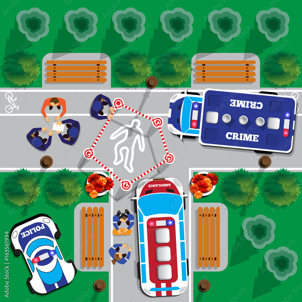 Crime scene. View from above. Vector illustration. Stock Vector | Adobe ...