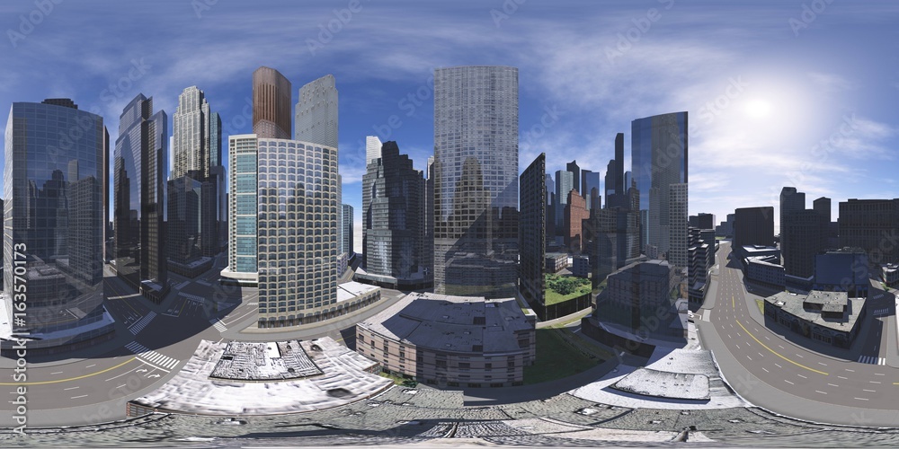 Cityscape. Environment map. HDRI map. Equirectangular projection ...