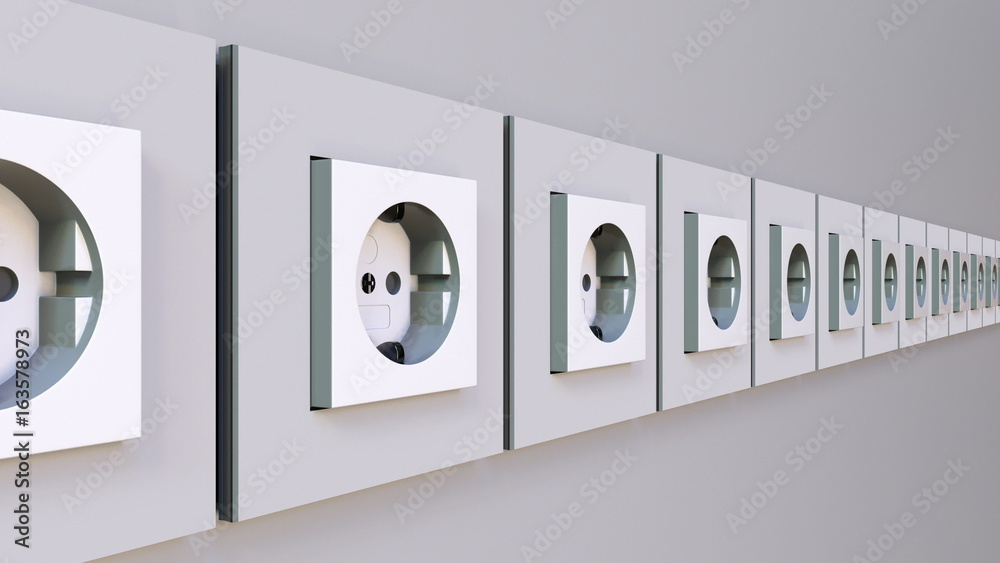 Multiple power outlets. 3D rendering Stock Illustration | Adobe Stock