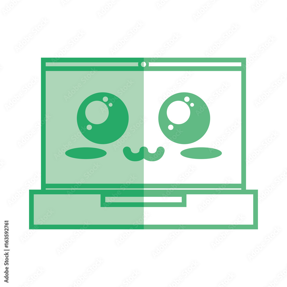 silhouette kawaii cute tender laptop technology Stock Vector | Adobe Stock