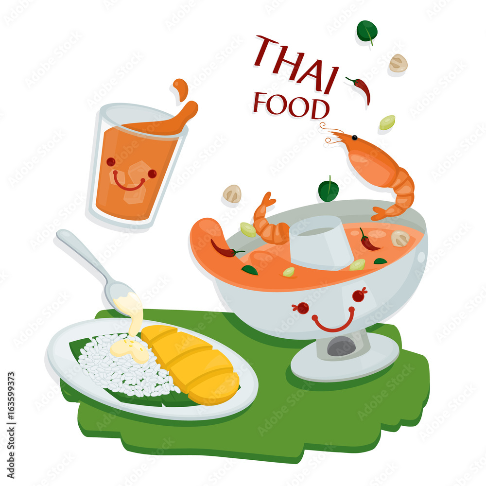 Cute illustrate vector for Thai food menu. Stock Vector | Adobe Stock