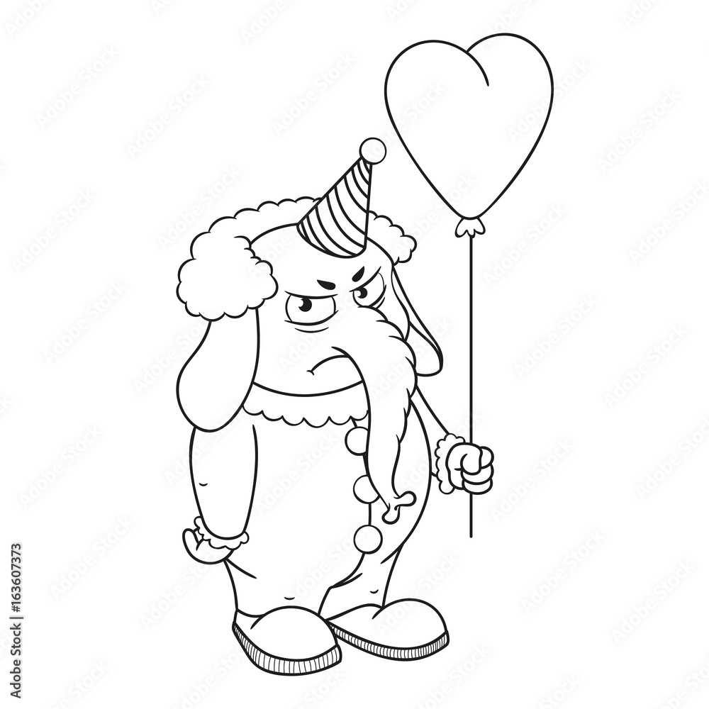 Elephant. Character. Evil clown with a balloon. Big collection of ...