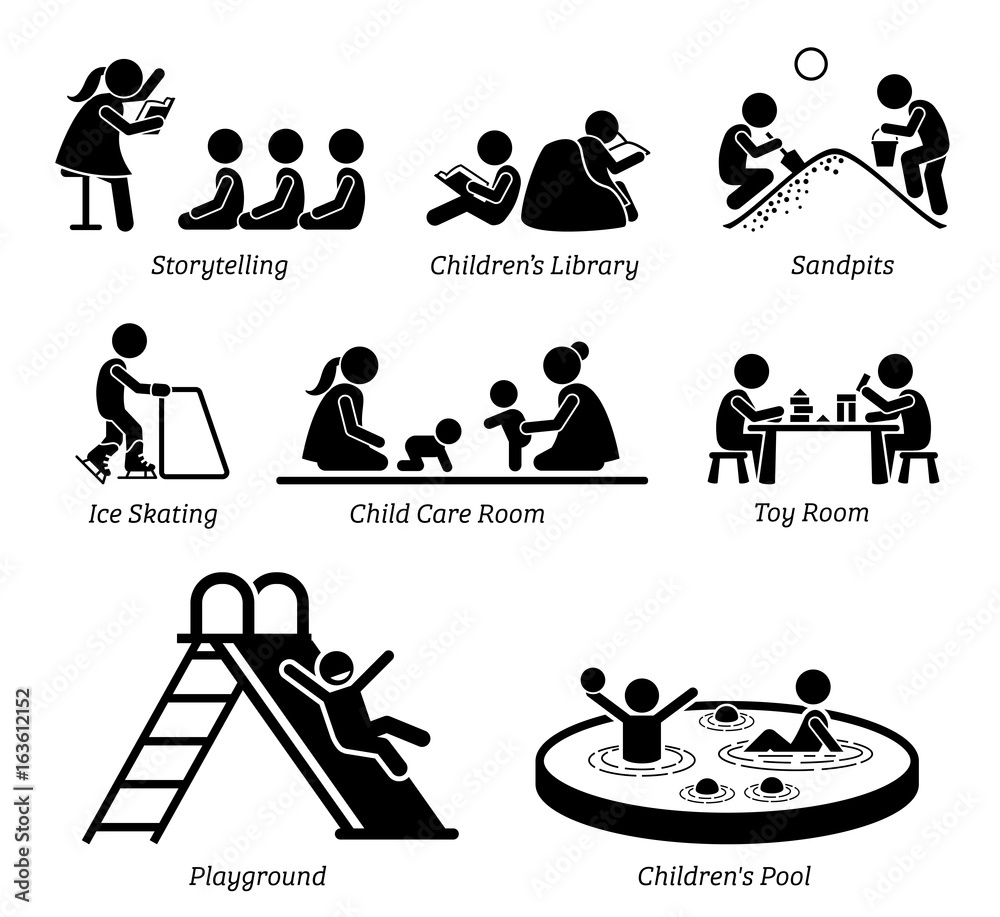 Children Recreational Facilities and Activities. Pictogram depicts ...