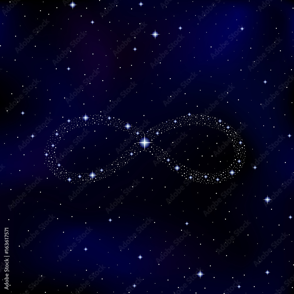 Math scientific vector illustration with infinity sign made of stars on ...