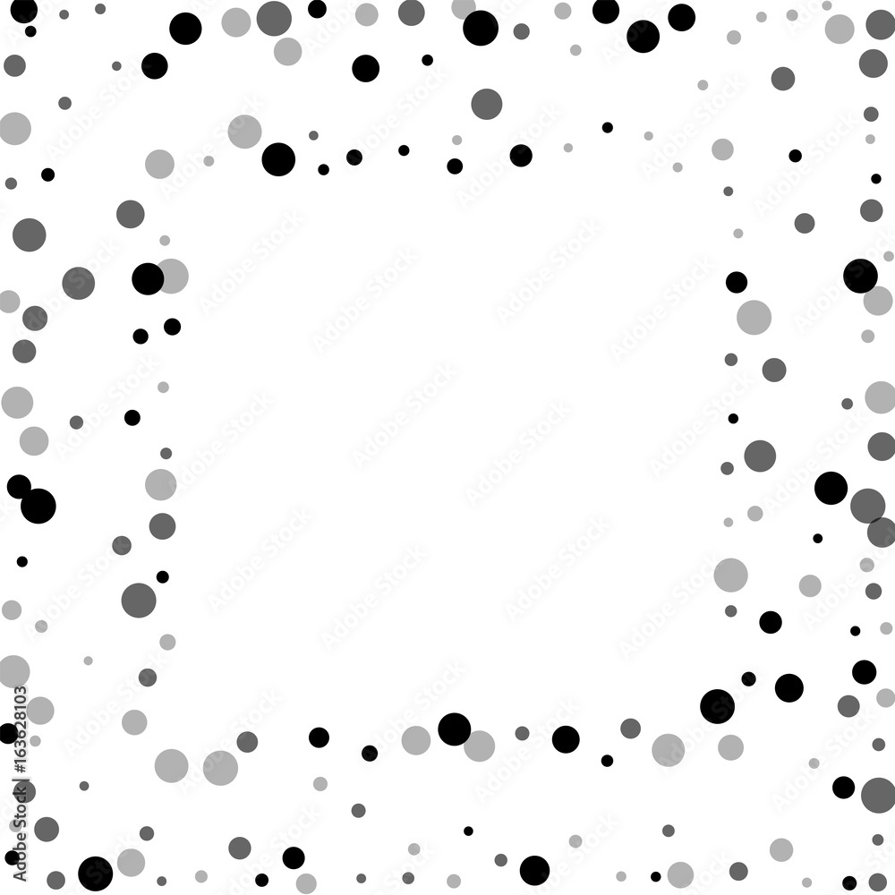Random black dots. Square scattered frame with random black dots on ...