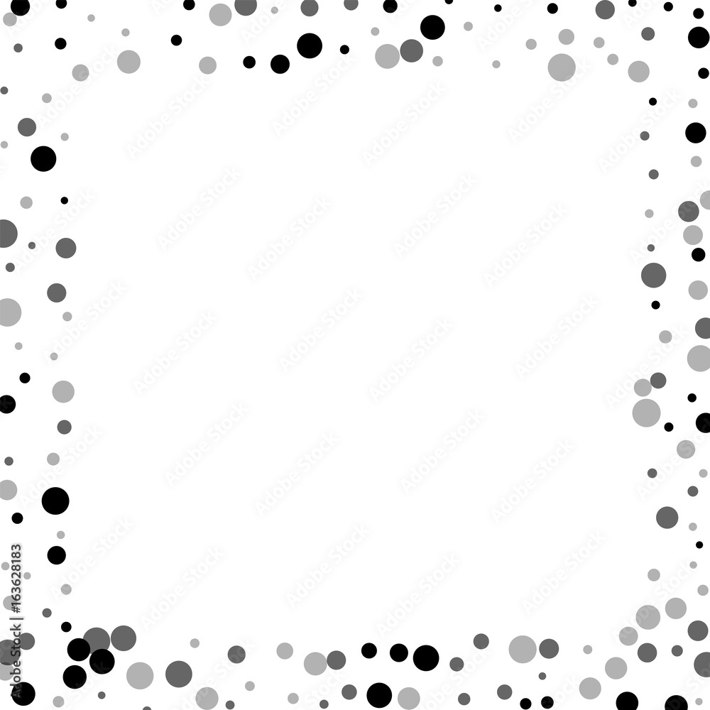 Random black dots. Square scattered border with random black dots on ...