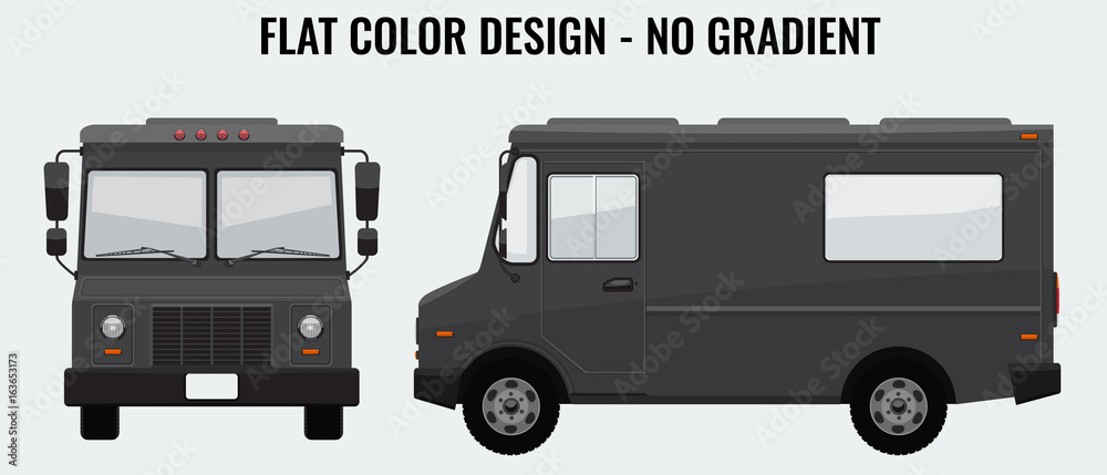 Food Truck Hi-detailed with solid and flat color design template for ...