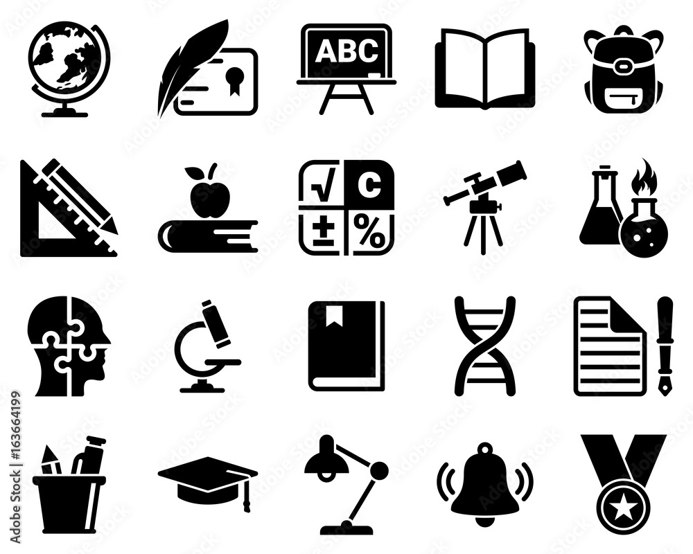 Education Icons Black And White