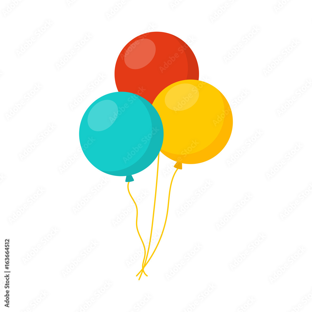 Bunch of balloons in cartoon flat style isolated on white background ...