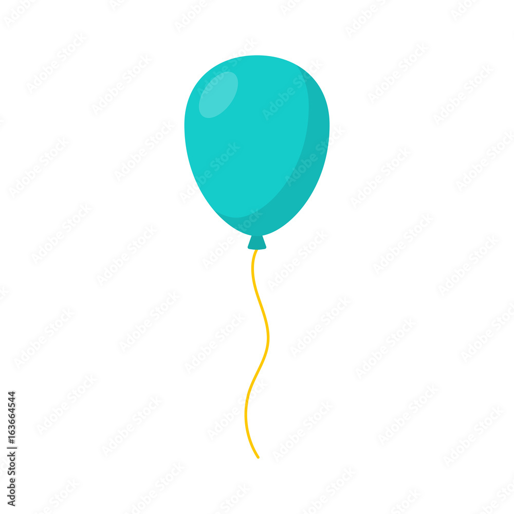 Blue balloon in cartoon flat style isolated on white background. Vector ...