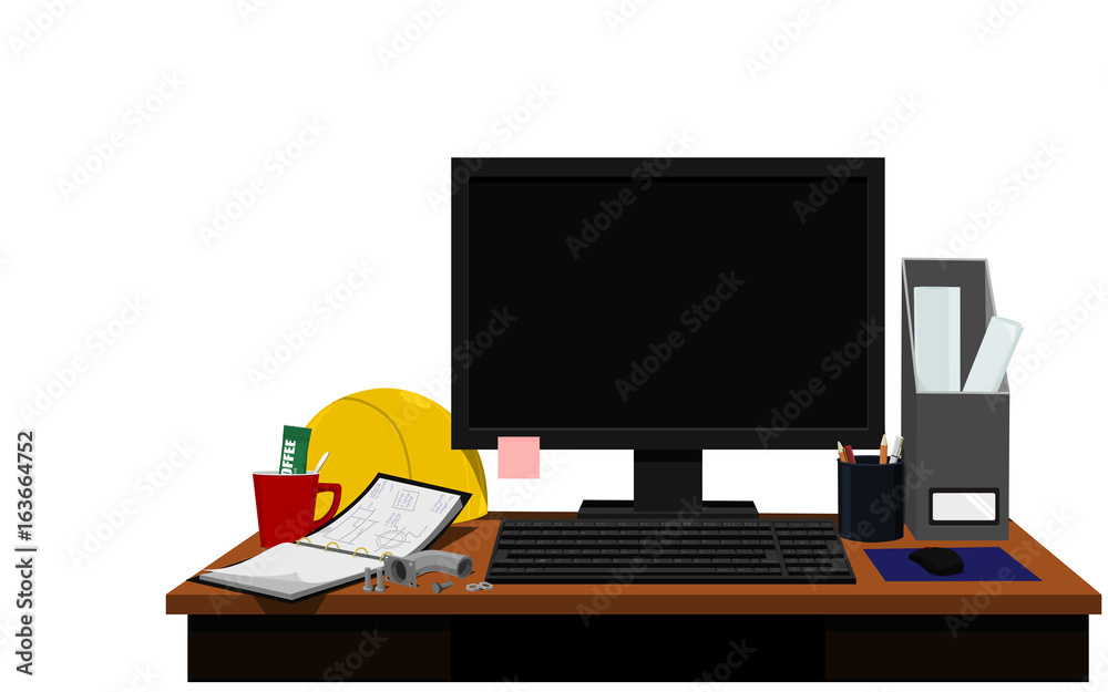 Design engineer's workplace on transparent background Stock Vector ...