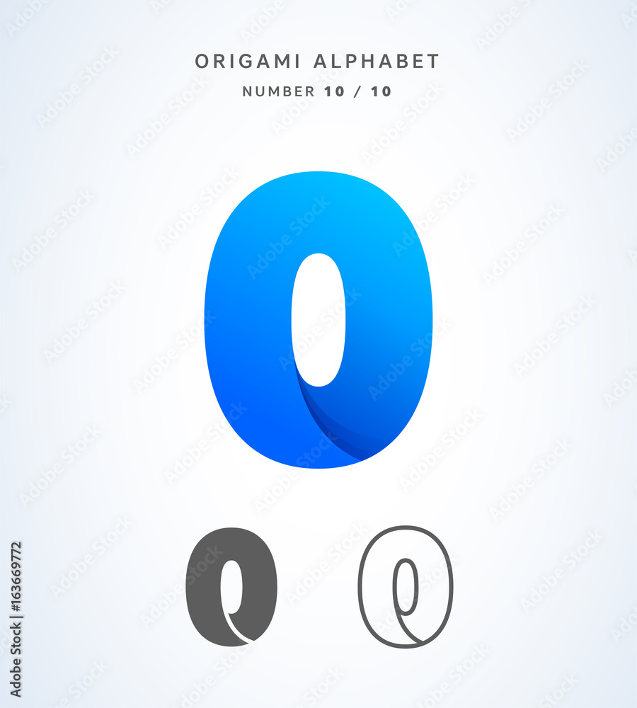 Vector origami alphabet. Number 0 logo template Stock Vector | Adobe Stock