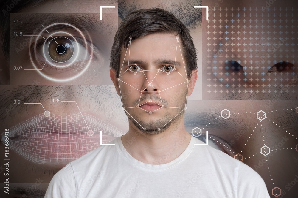 Face detection and recognition of man. Computer vision and machine ...