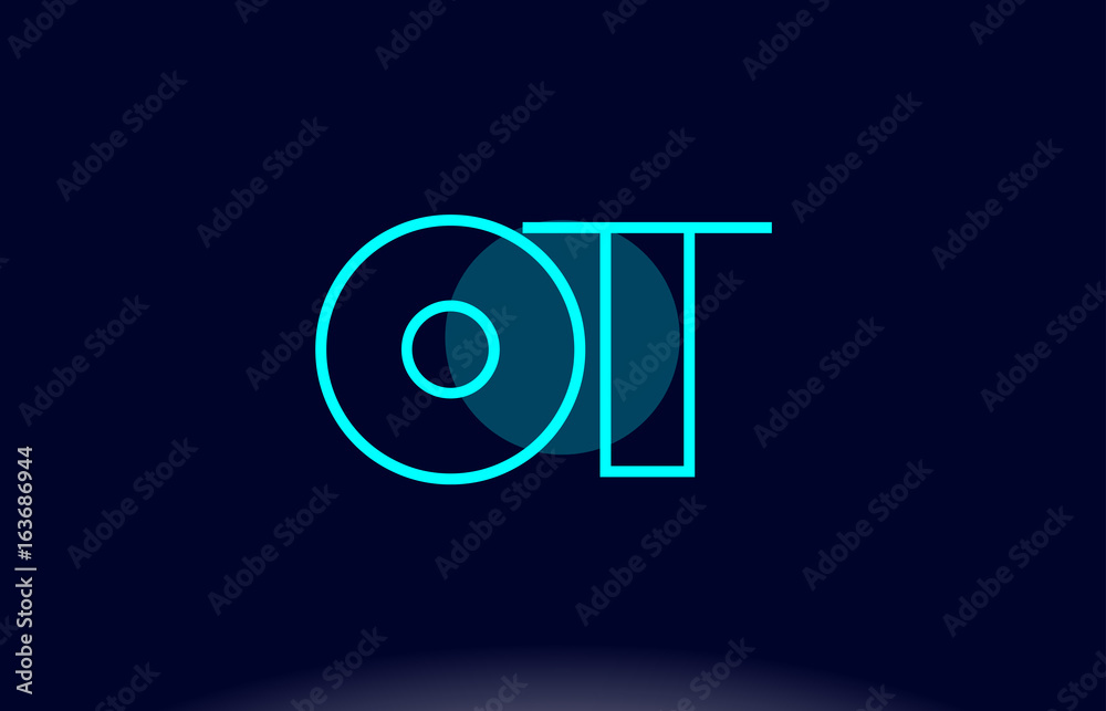 ot o t blue line circle alphabet letter logo icon template vector ...