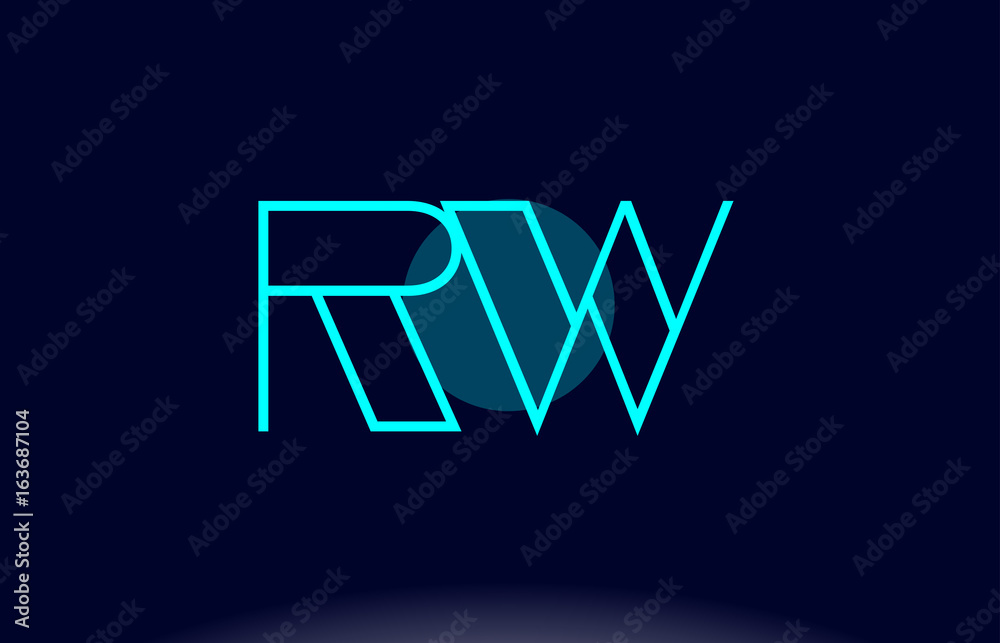 rw r w blue line circle alphabet letter logo icon template vector ...