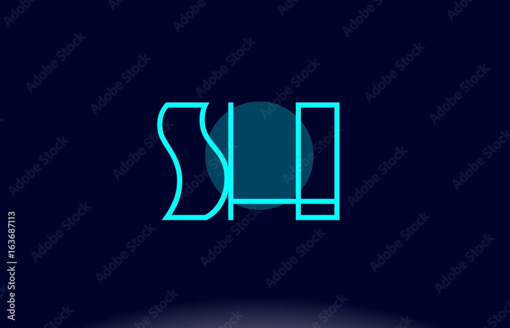 sh s h blue line circle alphabet letter logo icon template vector ...