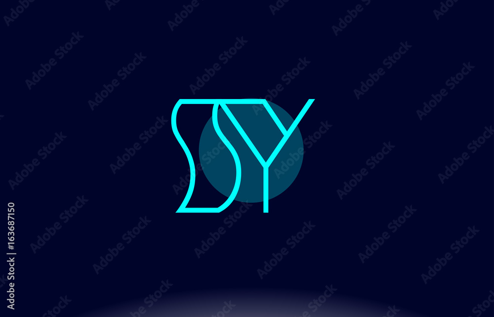 sy s y blue line circle alphabet letter logo icon template vector ...