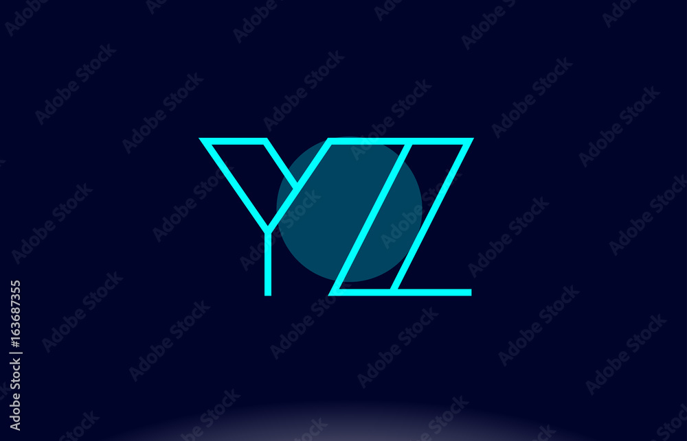 yz y z blue line circle alphabet letter logo icon template vector ...