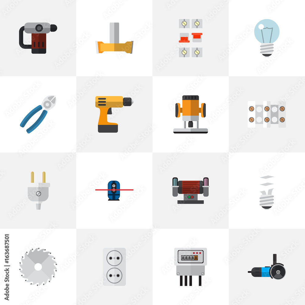 Set Of 16 Editable Electric Icons. Includes Symbols Such As Orifice ...