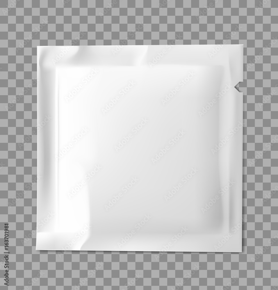 Template of blank sachet packaging for food, cosmetic and hygien ...