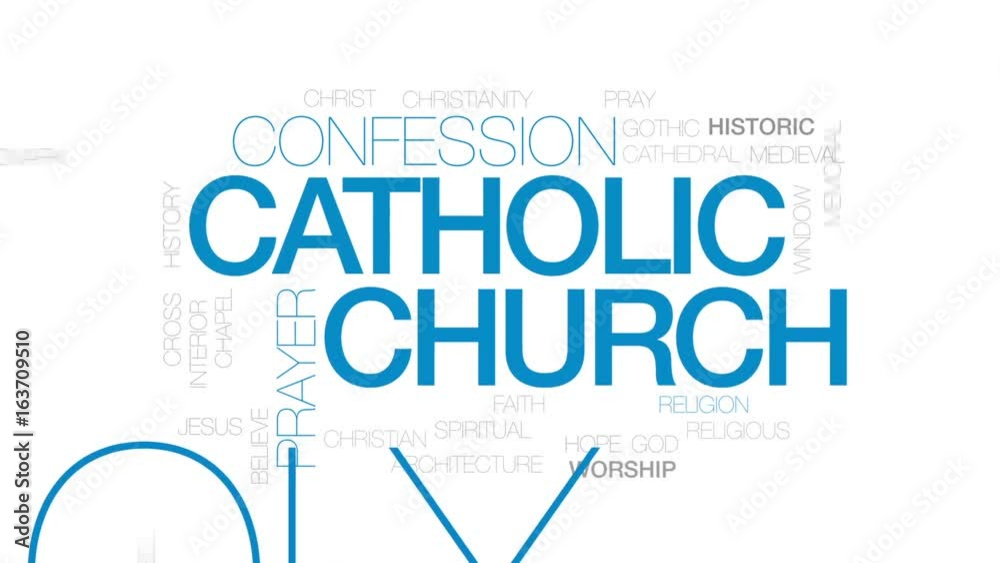 Catholic church animated word cloud, text design animation. Kinetic ...
