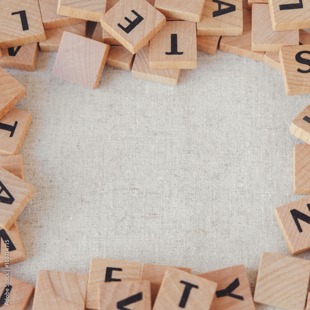 Letter wooden blocks frame, copy space background for Learning English ...