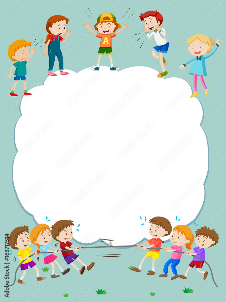 Border template with happy kids playing in background Stock Vector ...