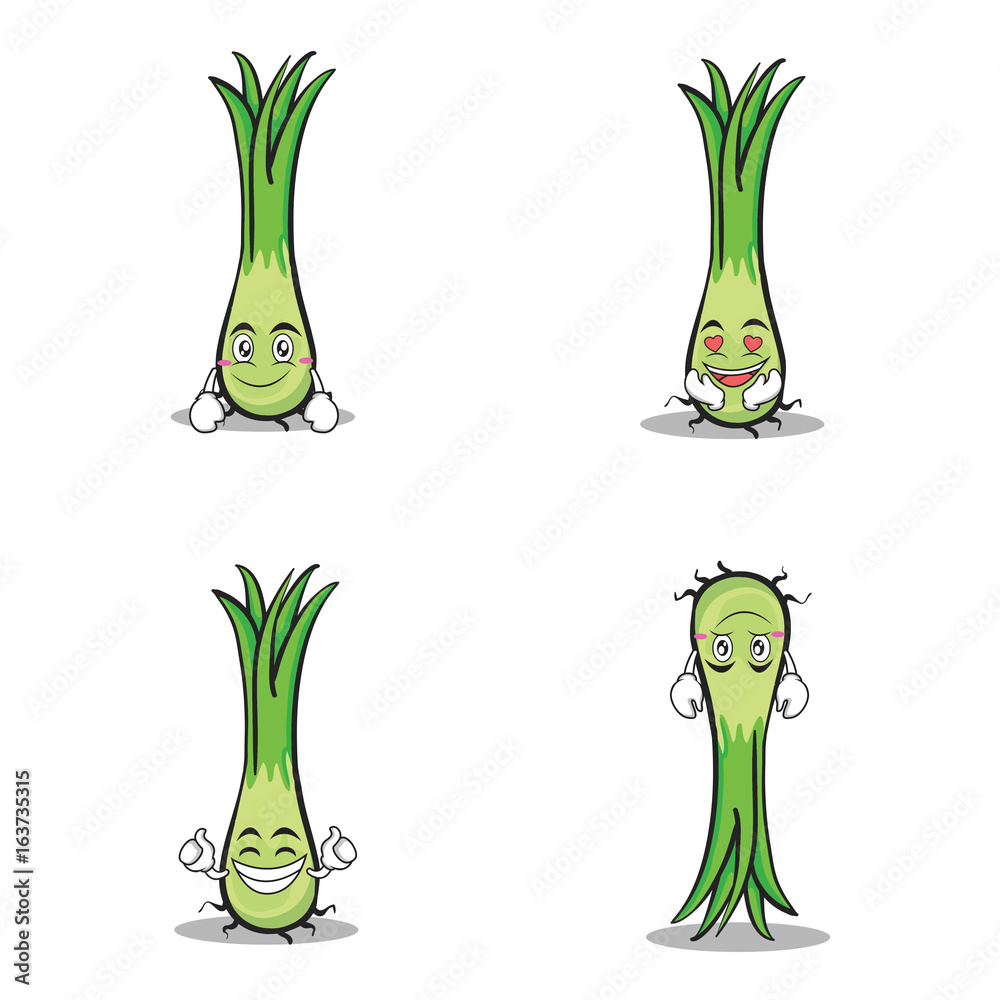 Character of leek cartoon set Stock Vector | Adobe Stock