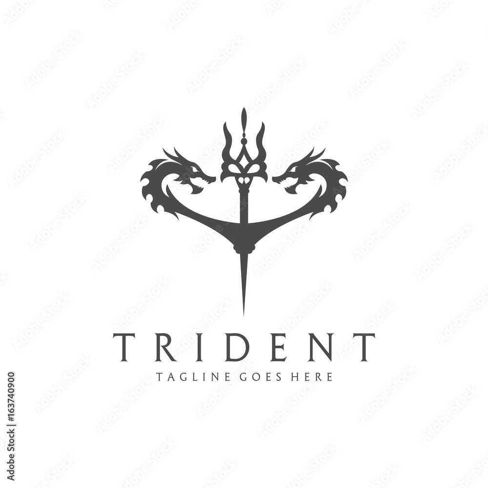Dragon weapon. Trident logo Stock Vector | Adobe Stock