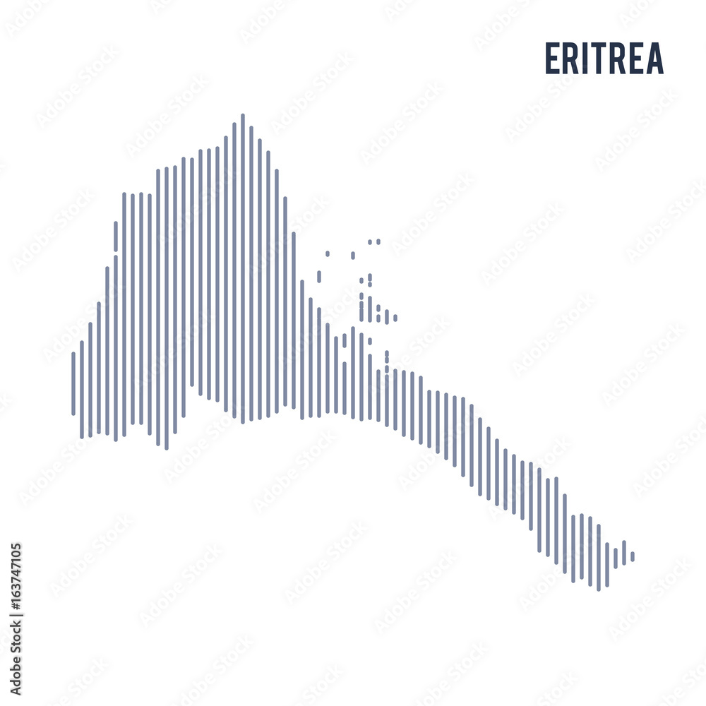 Vector Abstract Hatched Map Of Eritrea With Vertical Lines Isolated On A White Background Stock
