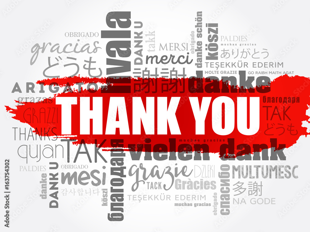 Thank You word cloud in different languages, concept background Stock ...