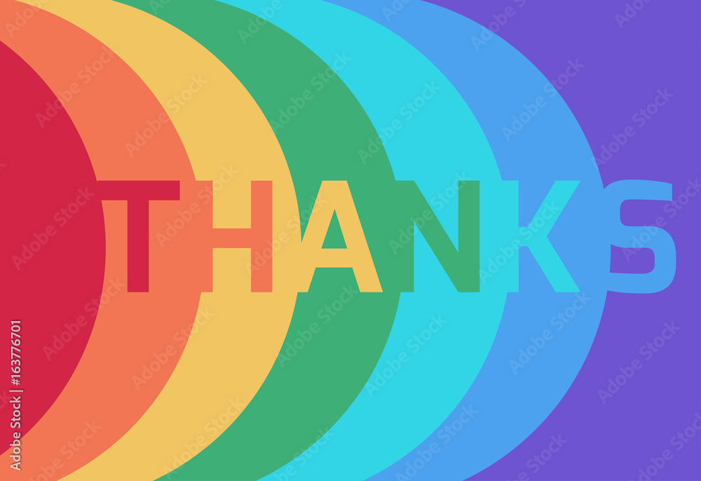 Rainbow thank you paper layer card. Flat desiagn. Vector element for ...