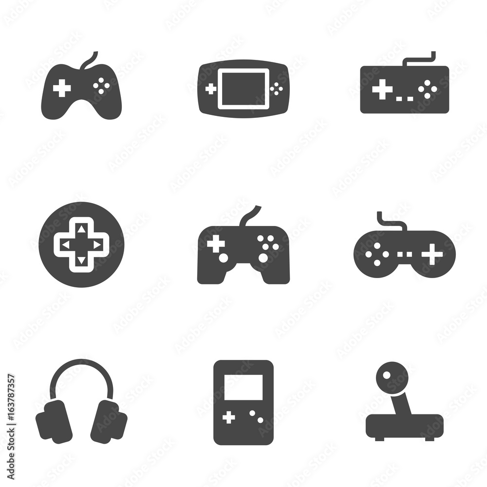 Vector black video game icons set Stock Vector | Adobe Stock