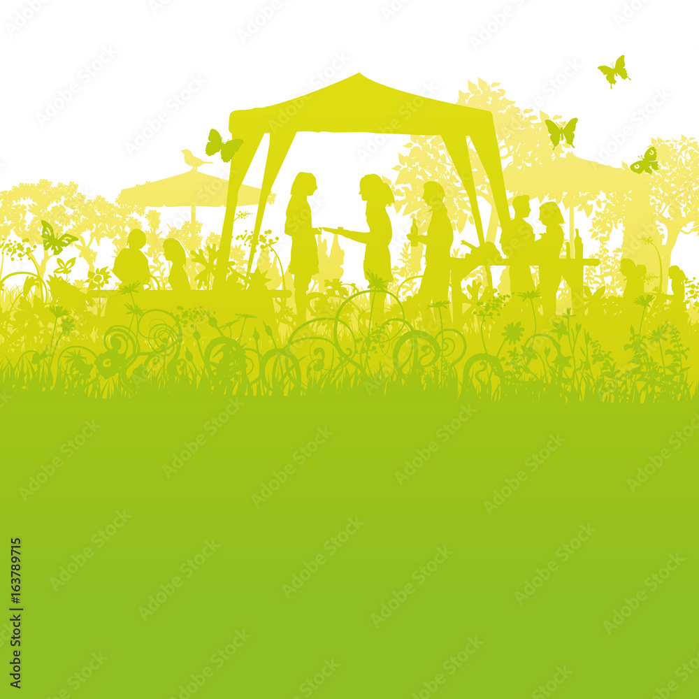 Großes Gartenfest im Garten Stock Vector | Adobe Stock