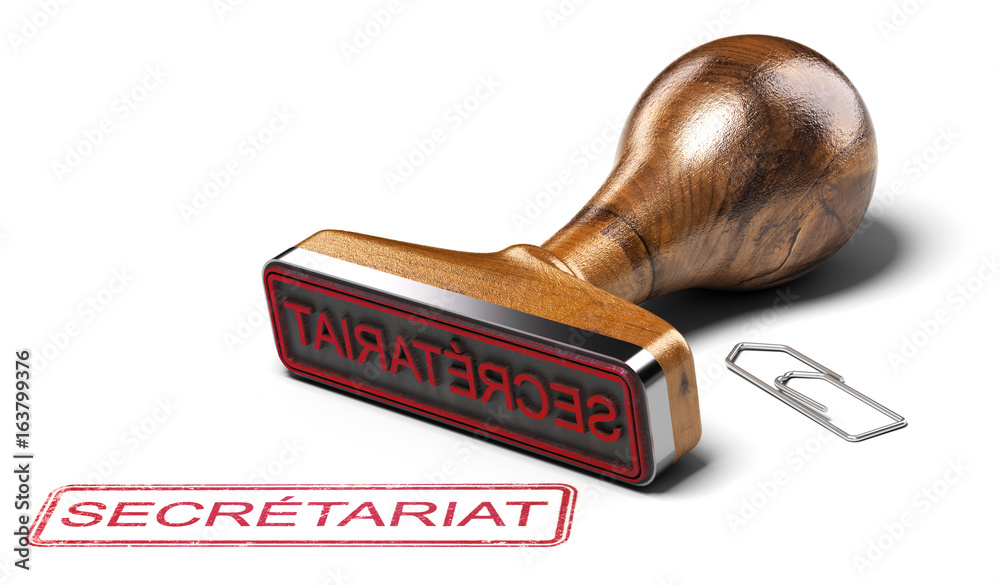 Tampon Mot Secrétariat sur Fond Blanc, Secrétaire Administrative Stock Illustration | Adobe Stock