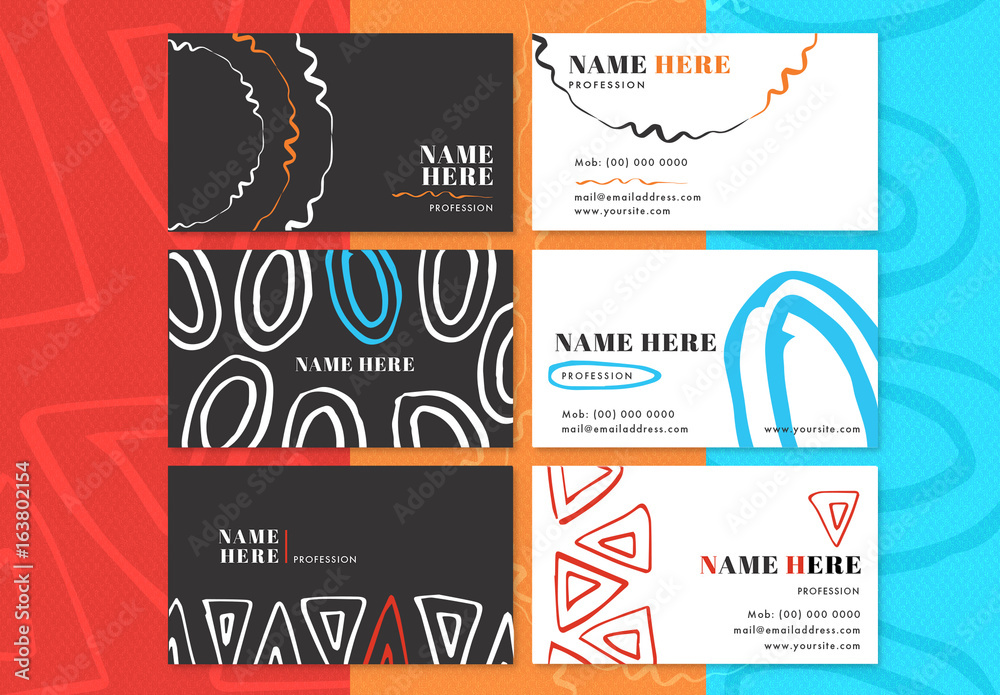 Doodle Pattern Business Card Layouts 1 Stock Template | Adobe Stock
