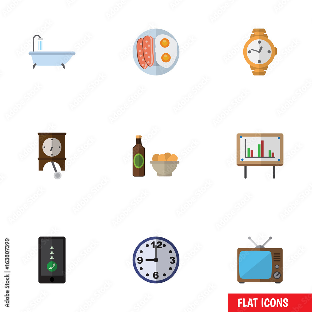 Flat Icon Life Set Of Cellphone, Whiteboard, Timer And Other Vector ...